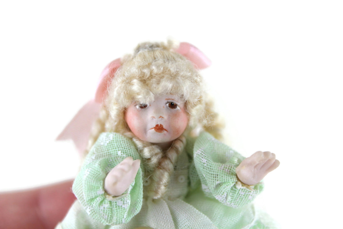 Artisan-Made Vintage 1:12 Dollhouse Porcelain Bisque Girl Figurine in ...