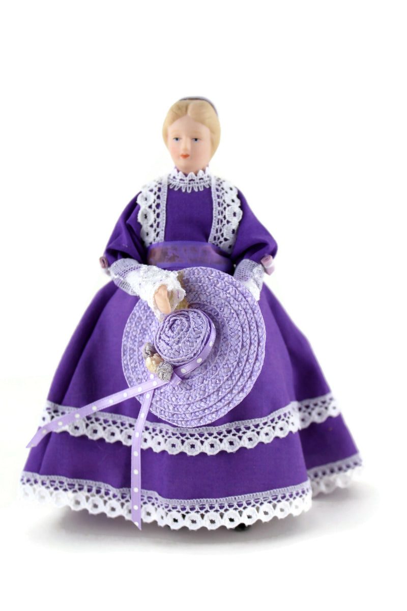 Artisan-Made Vintage 1:12 Dollhouse Porcelain Bisque Woman Figurine in ...