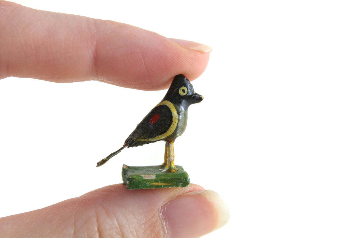 Vintage 1:12 Miniature Dollhouse Black & Yellow Wooden Bird Figurine ...