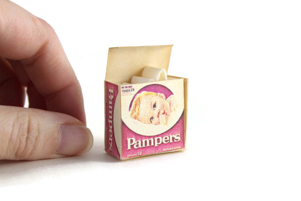 Vintage 1:12 Miniature Dollhouse Box of Pampers Baby Diapers – The ...
