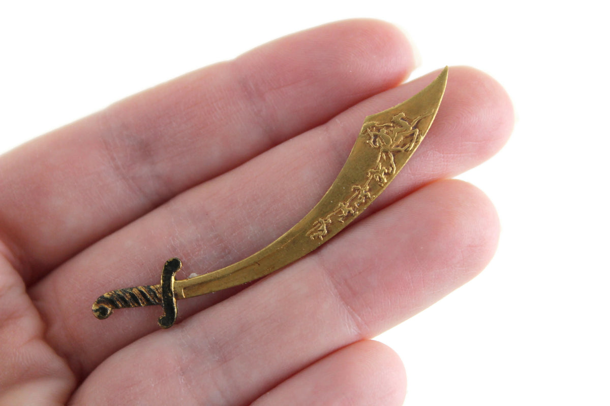 Vintage 1:12 Miniature Dollhouse Gold Metal Cutlass Sword Wall Hanging ...