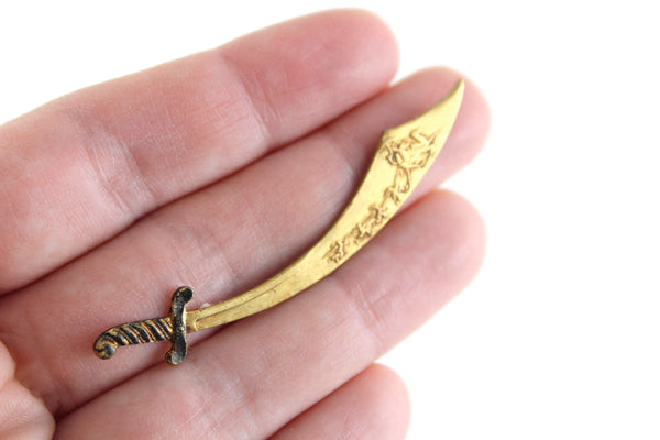 Vintage 1:12 Miniature Dollhouse Gold Metal Cutlass Sword Wall Hanging ...