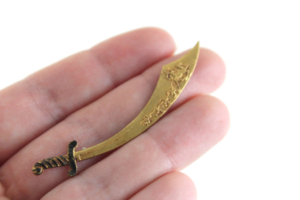 Vintage 1:12 Miniature Dollhouse Gold Metal Cutlass Sword Wall Hanging ...