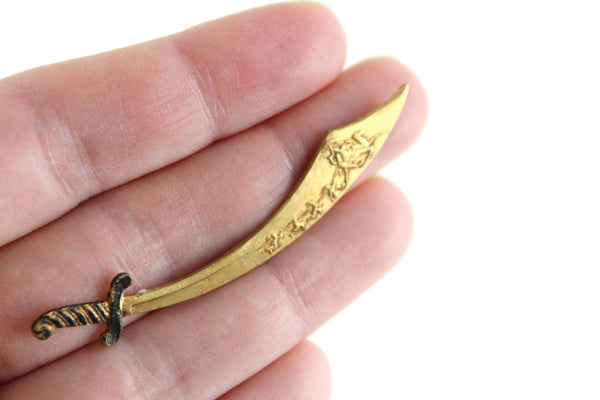 Vintage 1:12 Miniature Dollhouse Gold Metal Cutlass Sword Wall Hanging ...