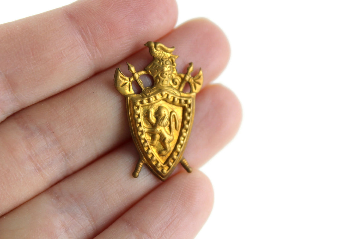 Vintage 1:12 Miniature Dollhouse Gold Metal Shield & Battle Axe Hangin ...