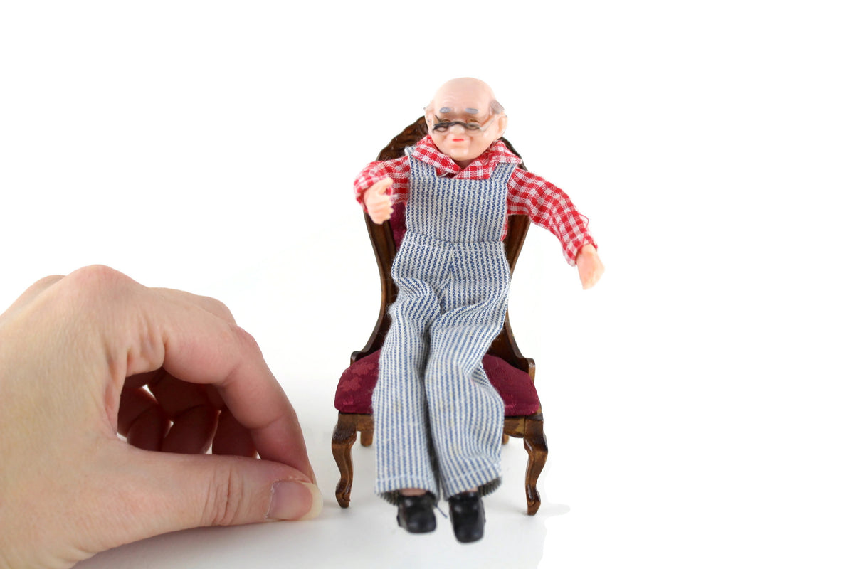 Vintage 1:12 Dollhouse Plastic Seated Grandfather Grandpa Figurine in ...