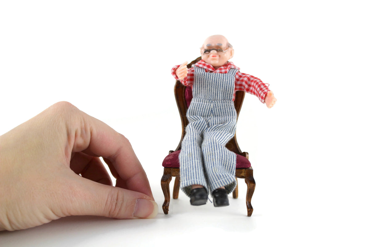 Vintage 1:12 Dollhouse Plastic Seated Grandfather Grandpa Figurine in ...