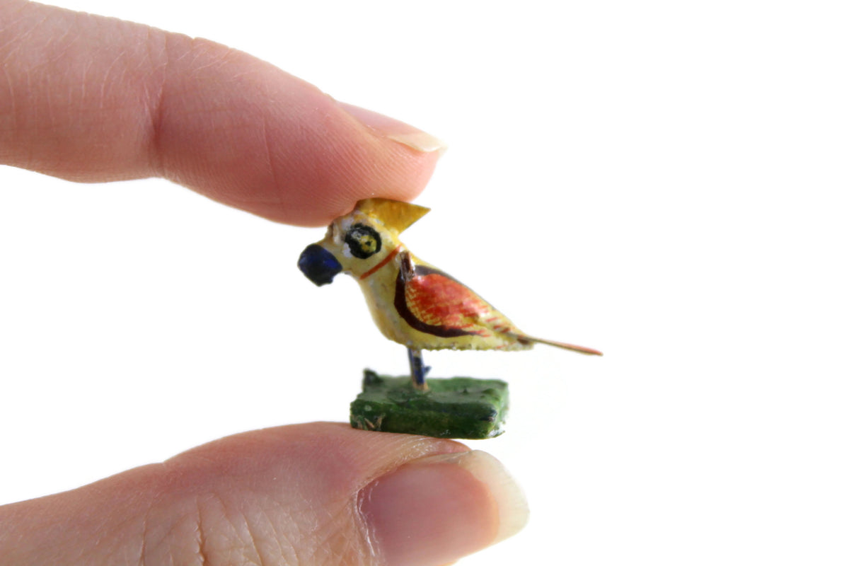 Vintage 1:12 Miniature Dollhouse Yellow & Red Wooden Bird Figurine ...