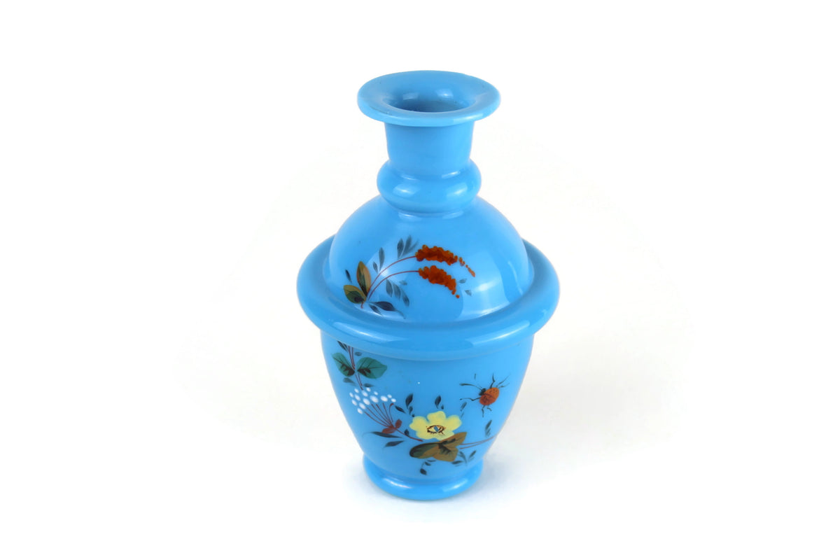 Antique Rare Victorian Hand-Painted Bristol Cerulean Blue Opaline Glas ...