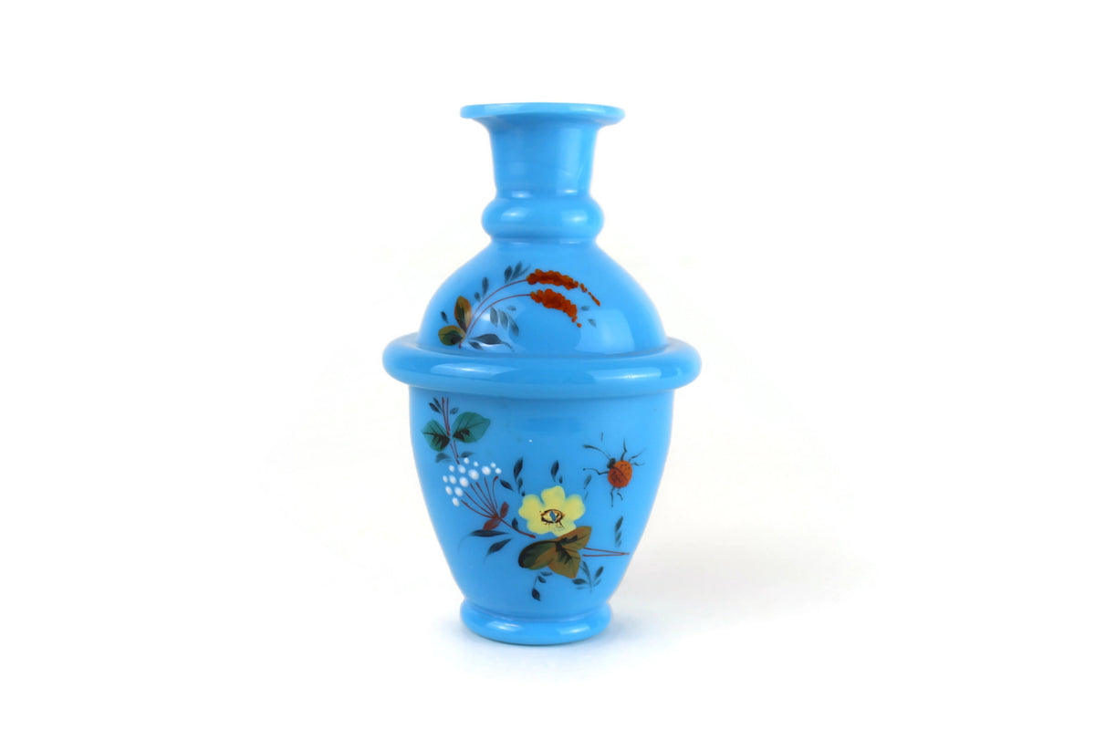 Antique Rare Victorian Hand-Painted Bristol Cerulean Blue Opaline Glas ...