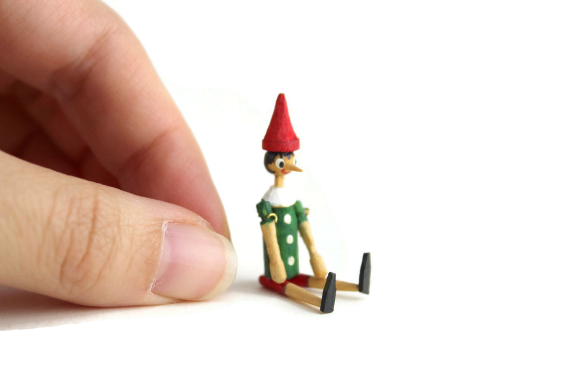 Artisan-Made Vintage 1:12 Miniature Dollhouse Wooden Toy Pinocchio Fig ...