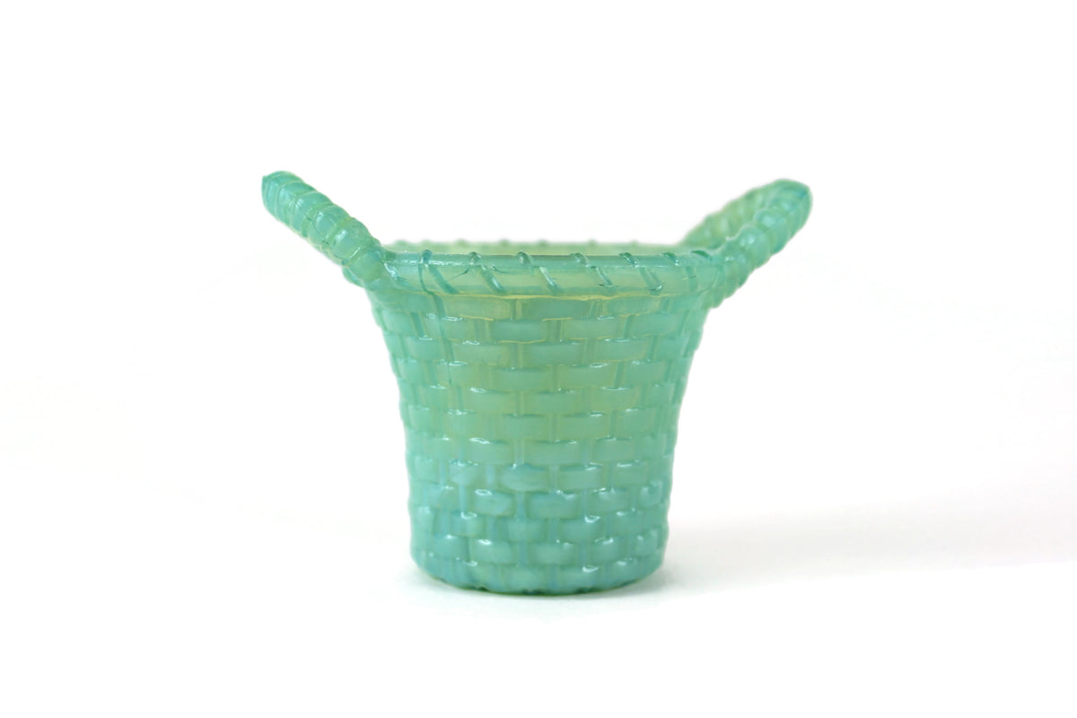 Vintage Degenhart Jade Mint Green Glass Basket Toothpick Holder – The ...