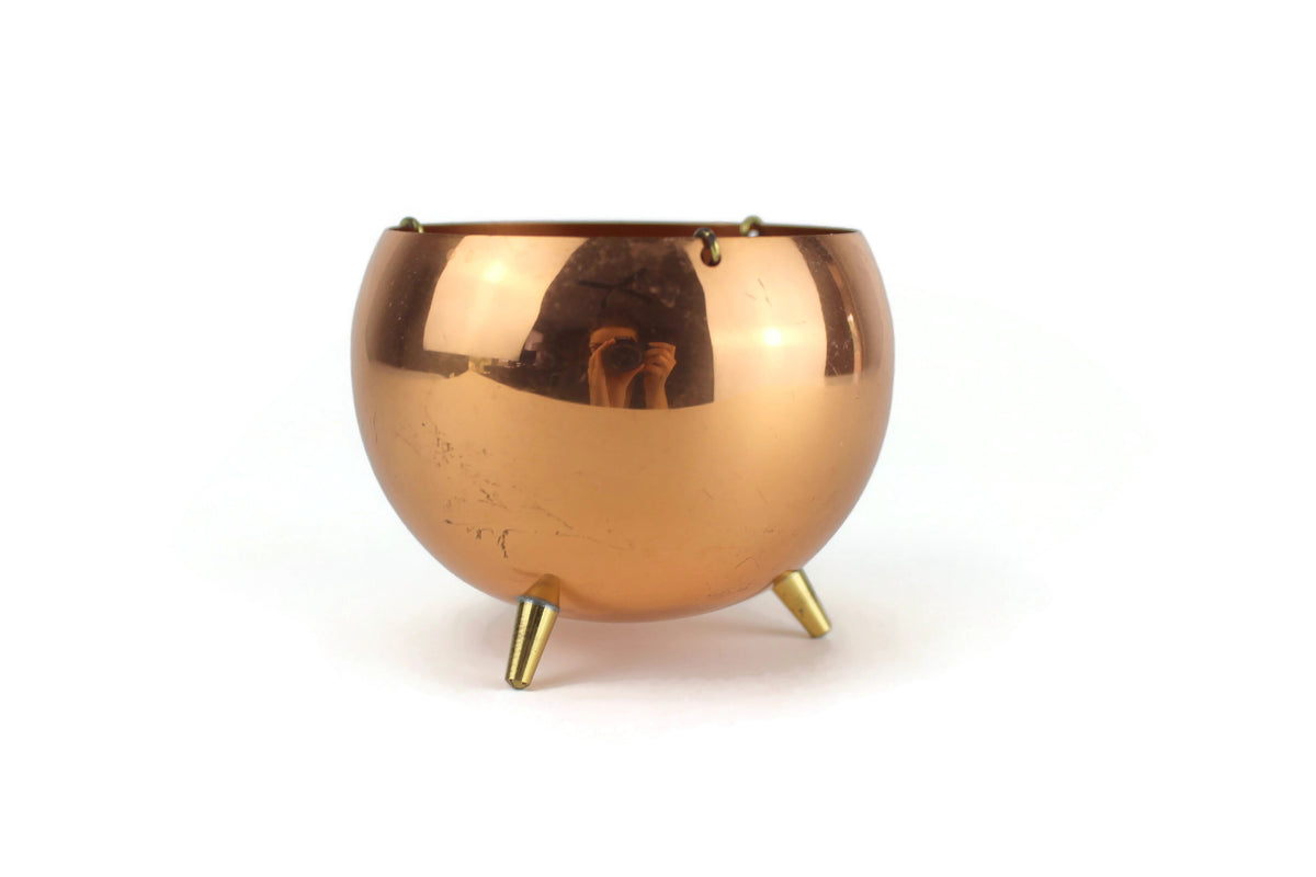 Vintage Coppercraft Guild Copper & Brass Hanging Planter with Brass Fe ...