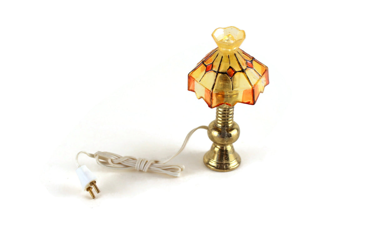 Vintage Miniature Dollhouse Stained Glass 12V Plug-In Table Lamp (Non ...