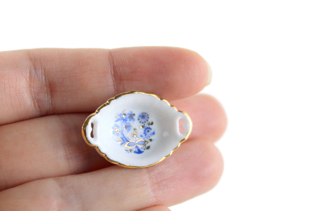 Vintage 1:12 Miniature Dollhouse Reutter Porzellan White & Blue Floral ...