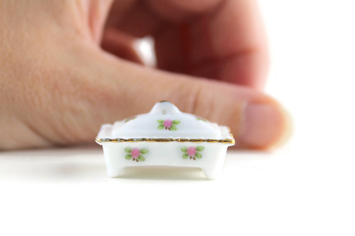 Vintage 1:12 Miniature Dollhouse Reutter Porzellan White & Pink Floral ...