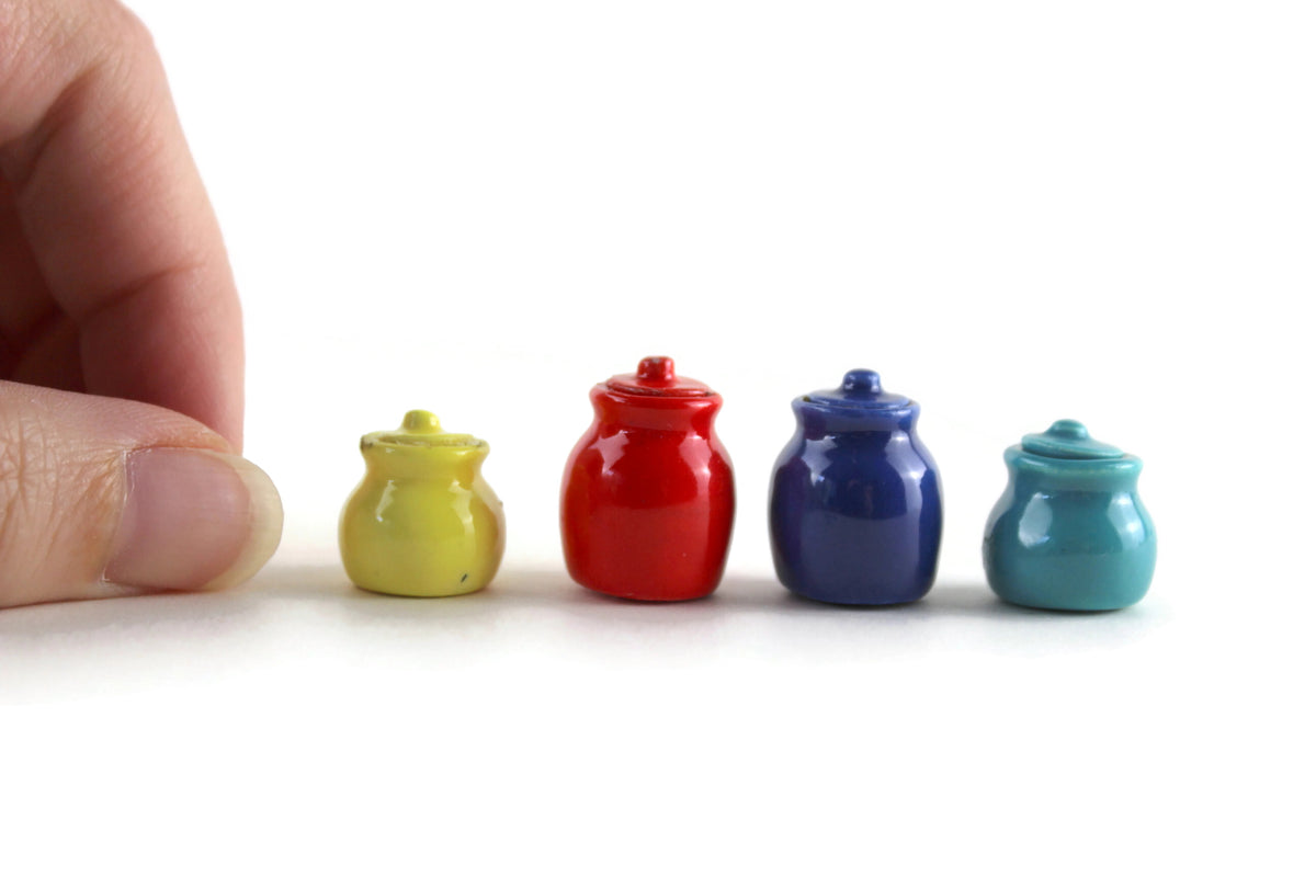 Vintage 1:12 Set of 4 Miniature Dollhouse Fiestaware-Style Porcelain C ...