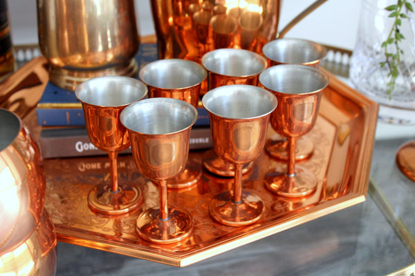 Vintage Coppercraft Guild Set of 9 Copper Cordial Glasses – The Mustard ...