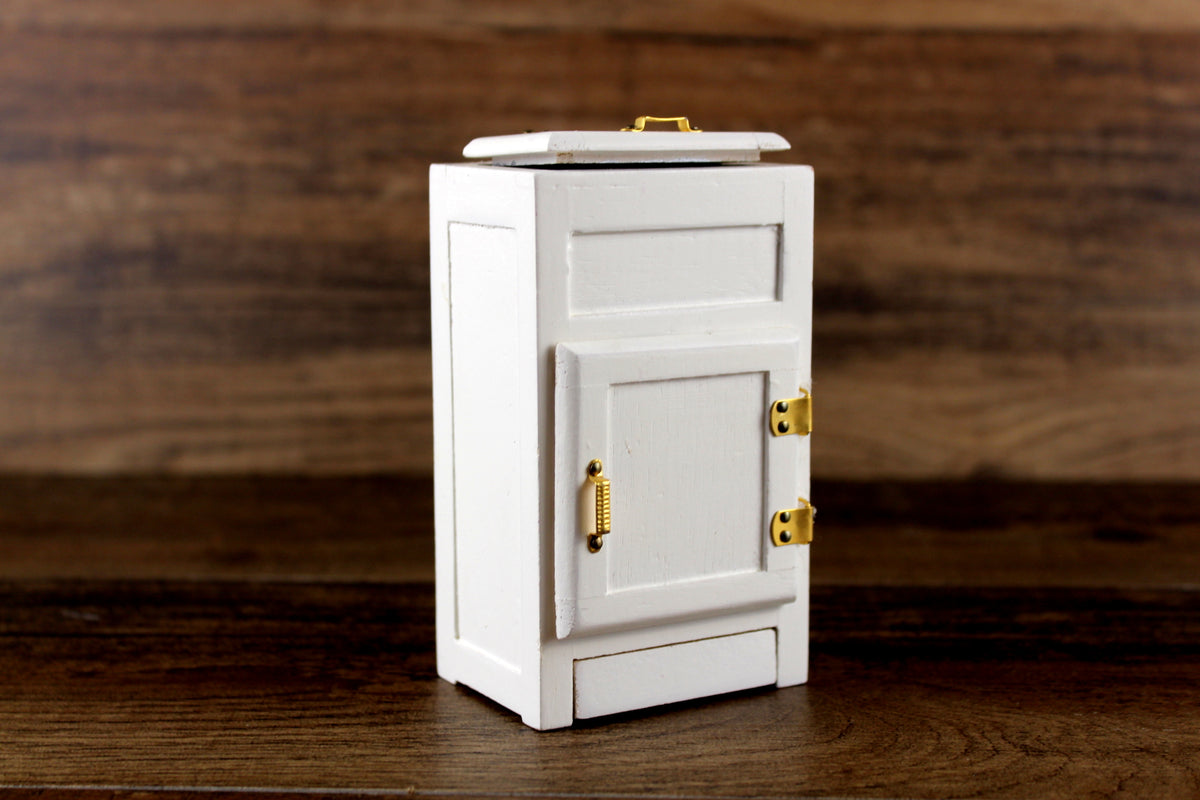 Vintage 1:12 Miniature Dollhouse White Wooden Ice Box Refrigerator ...