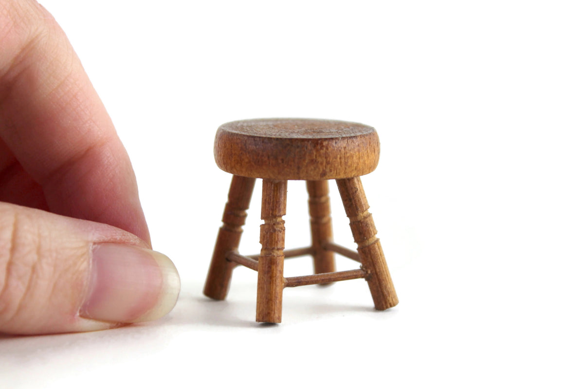 Vintage 1:12 Miniature Dollhouse Wooden Stool – The Mustard Dandelion