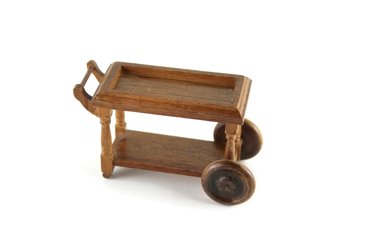 Vintage 1:12 Miniature Dollhouse Wooden Tea Cart, Drink Cart or Bar Ca ...