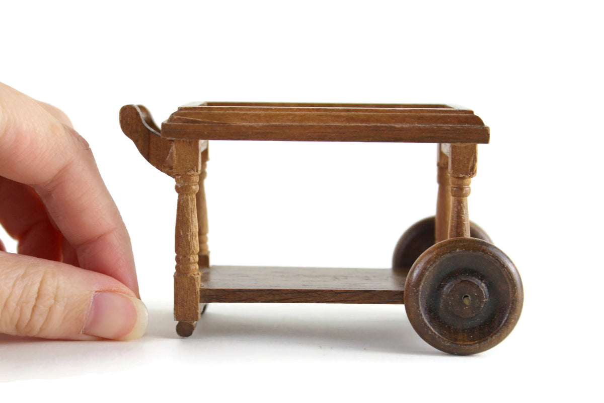 Vintage 1:12 Miniature Dollhouse Wooden Tea Cart, Drink Cart or Bar Ca ...