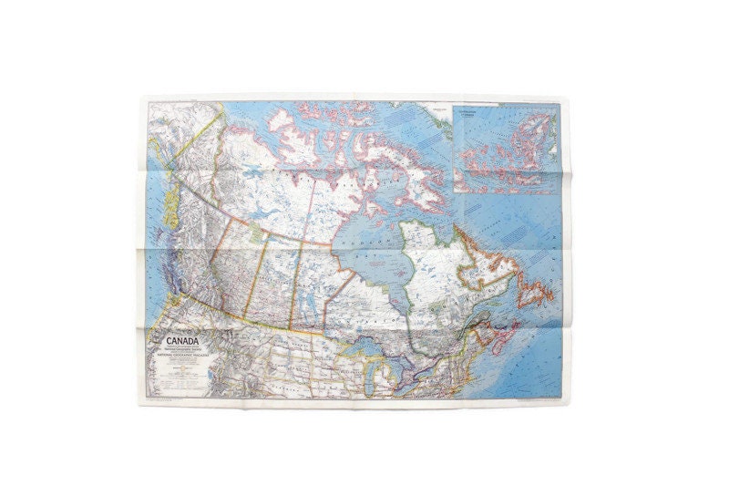 Vintage 1972 National Geographic Double-Sided Wall Map of Canada – The ...