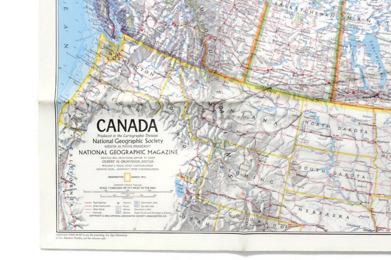 Vintage 1972 National Geographic Double-Sided Wall Map of Canada – The ...